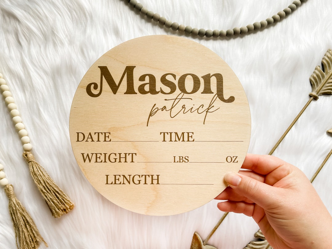 Baby Birth Sign | Personalized Wood Birth Announcement Sign | Printed ...
