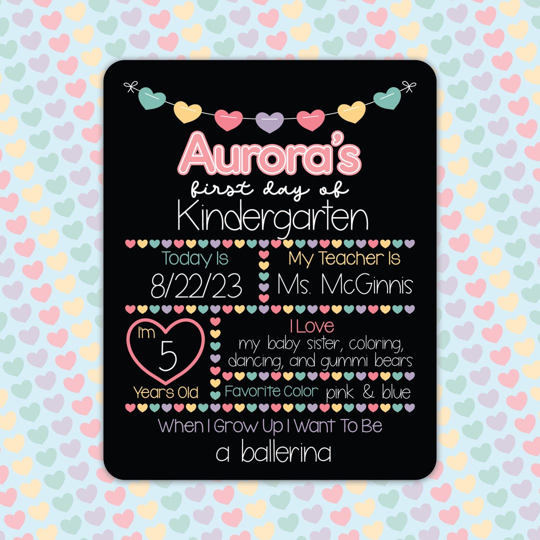 First Day of School Sign, Cute Heart School Sign, Reversible First Day ...