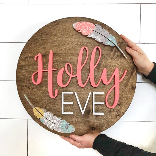 Custom Name Sign Round Sign Child or Baby Name Nursery - Etsy
