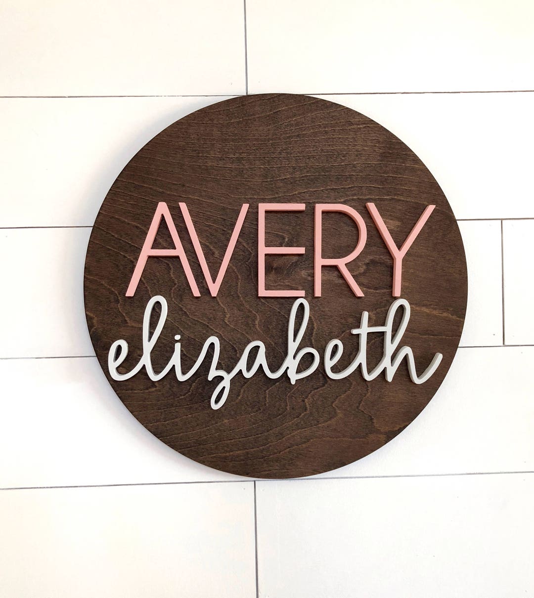 Custom Name Sign | 12-36" Round Sign | Baby Name Sign | Nursery Room ...