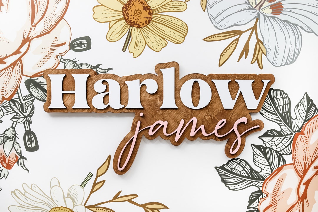 Custom 3D Outline Name Sign, Layered Names, Boho Nursery Name Sign ...