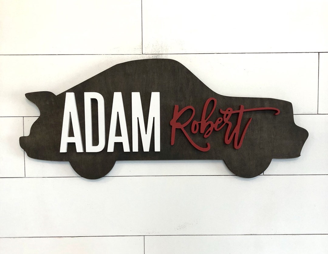 Race Car Name Sign | 18"-36" Round Sign | Baby Name Sign | Nursery Room ...