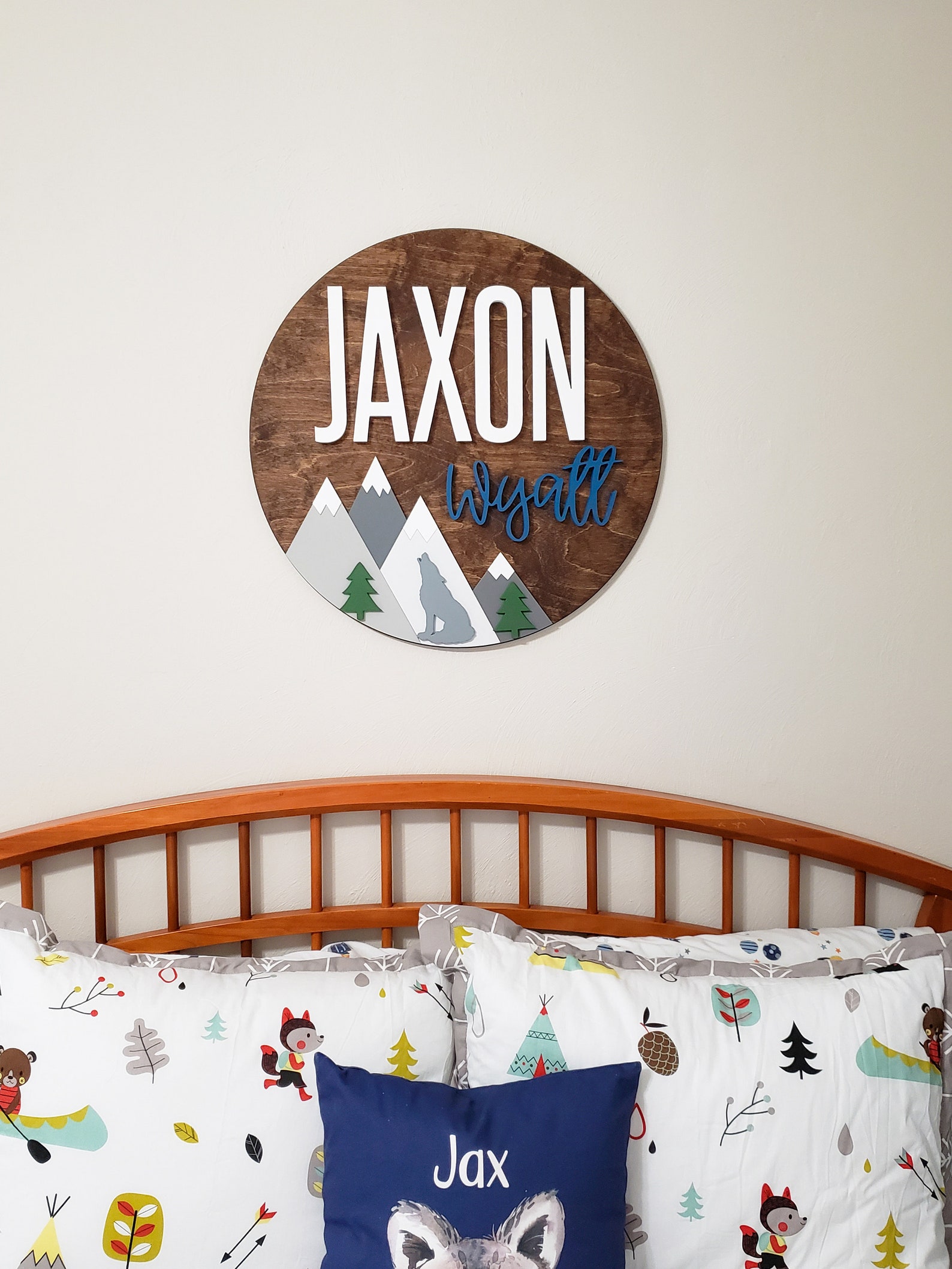 Custom Wooden Mountain Sign Wolf Woodland Theme Outdoor | Etsy