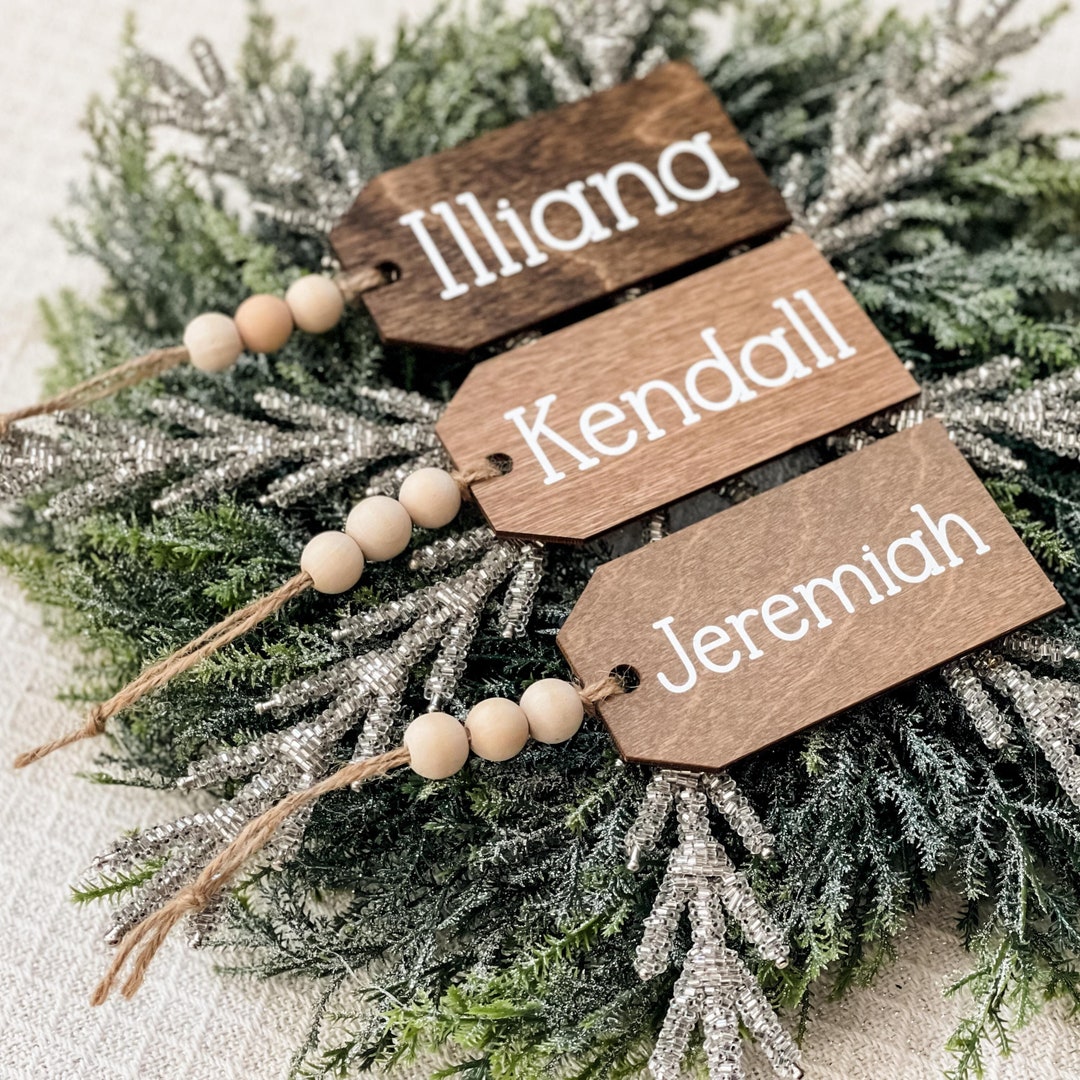 Personalized Wooden Stocking Tag, Stocking Name Tags, Farmhouse Name ...