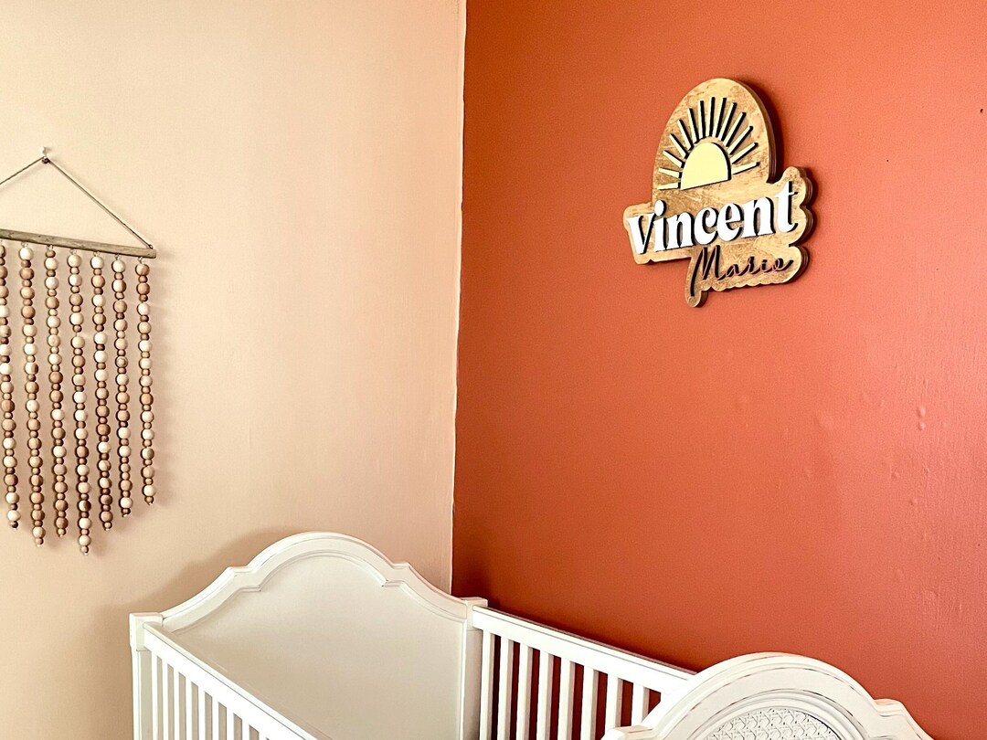 Boho Name Sign, Nursery Name Sign, Sun Nursery Decor, Boho Sun Name ...