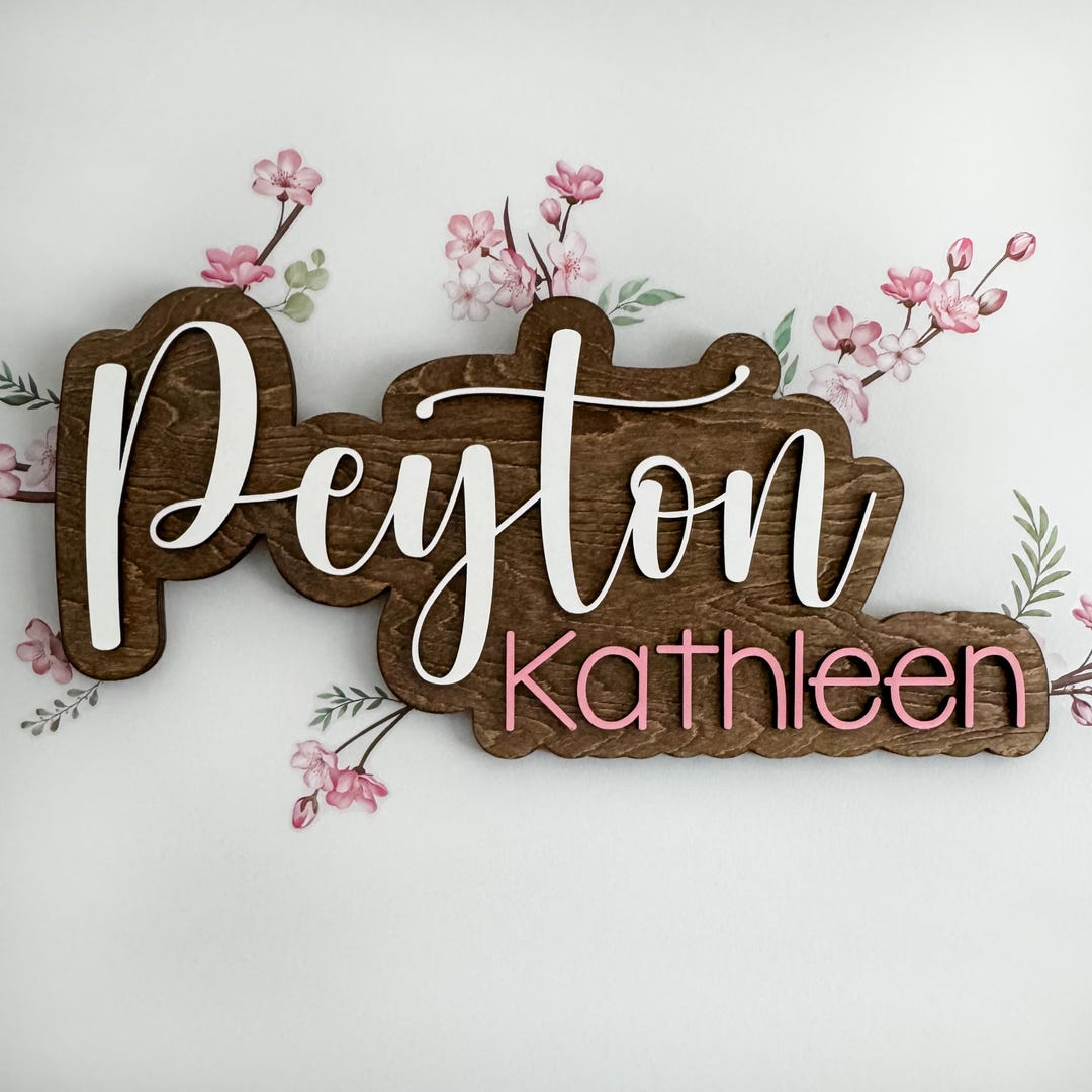 Personalized 3D Nursery Baby Name Sign, Custom Wood Name Plaque ...