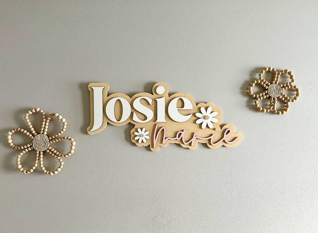 Daisy Name Sign, Nursery Name Sign, Daisy Nursery Decor, Name Sign for ...