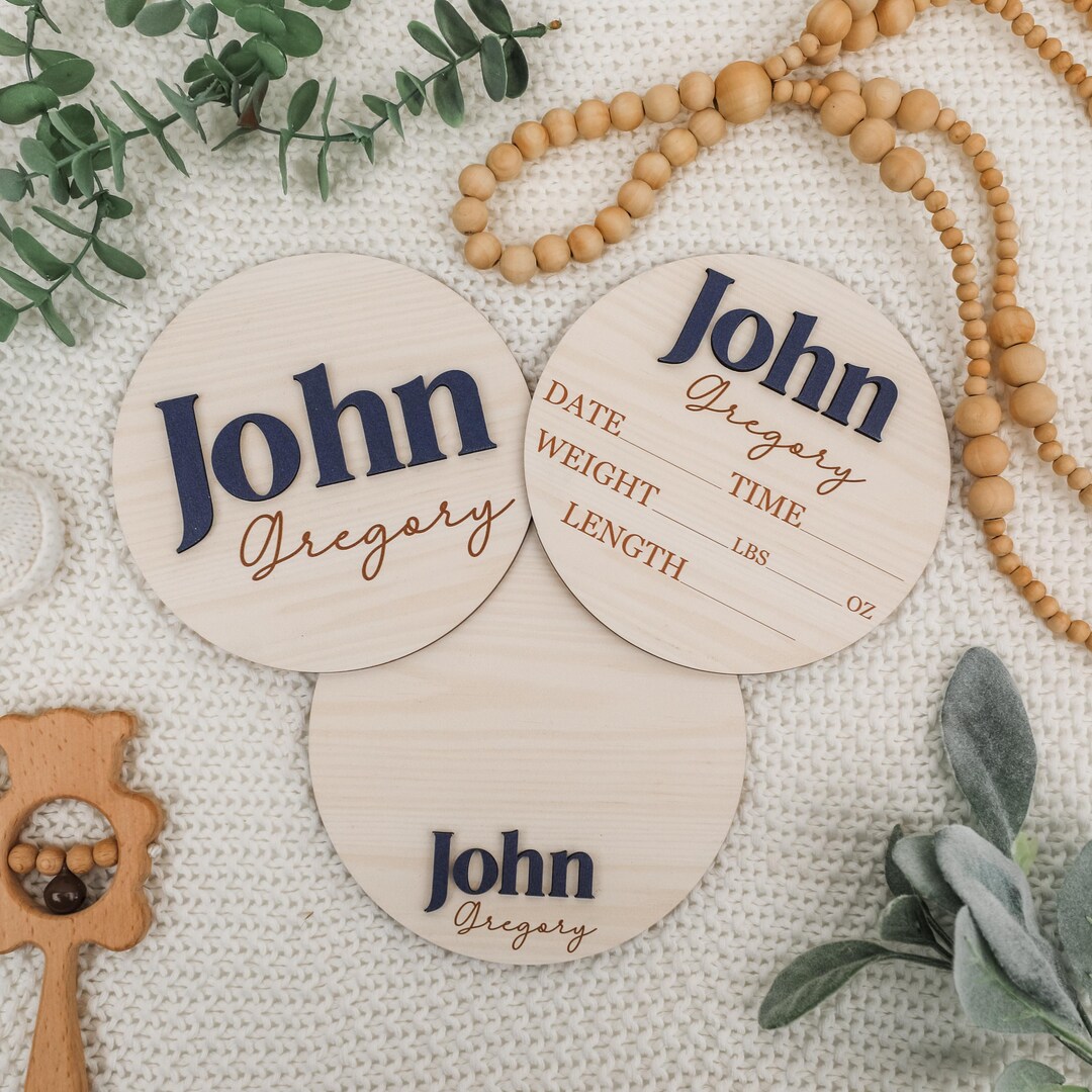Baby Birth Stat and Name Reveal Signs, Newborn Arrival Announcement ...