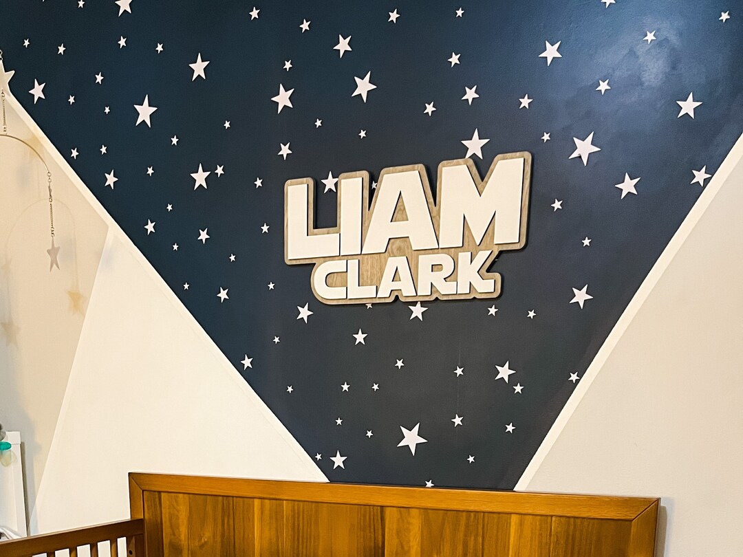 Custom Wooden Outline Name Sign, Space Themed Nursery, Outer Space ...