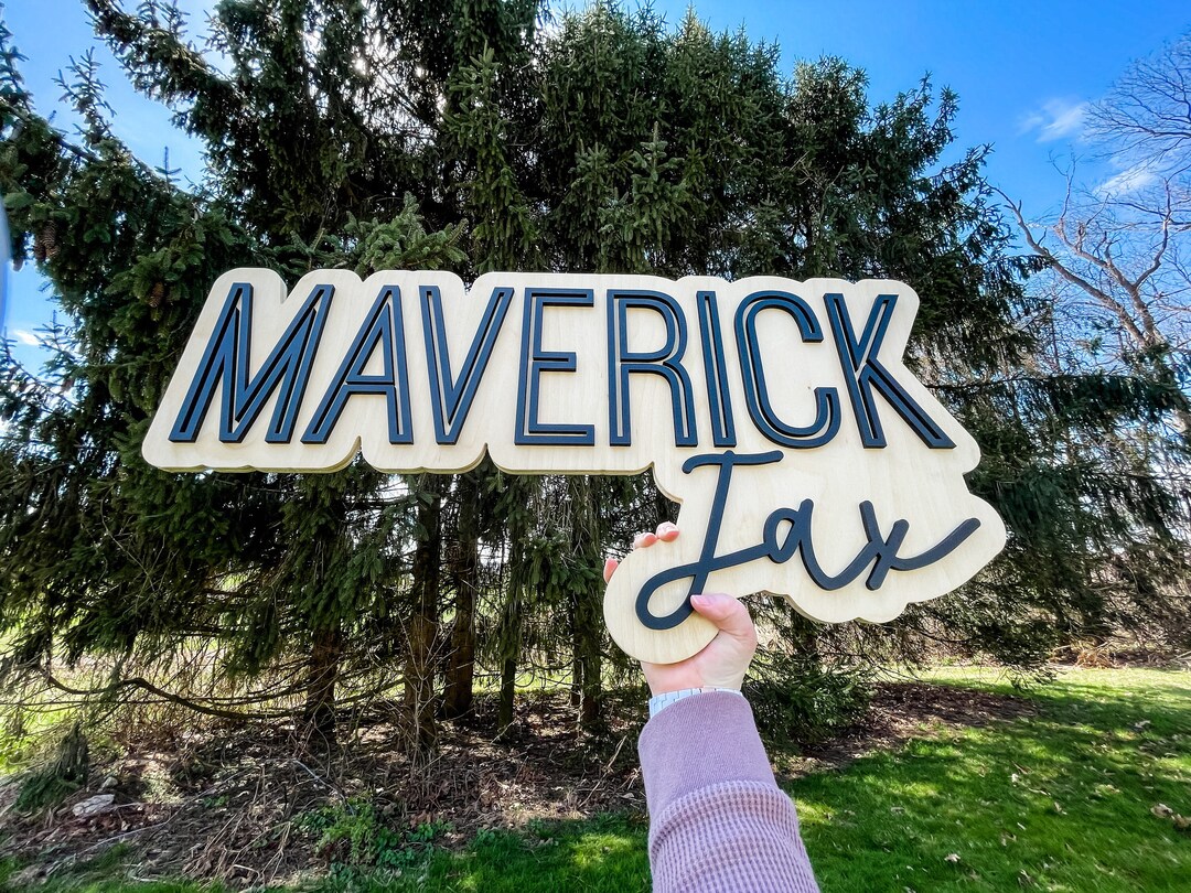 Custom Stacked Baby Name Sign, Large Wood Name Sign, Newborn Wooden ...