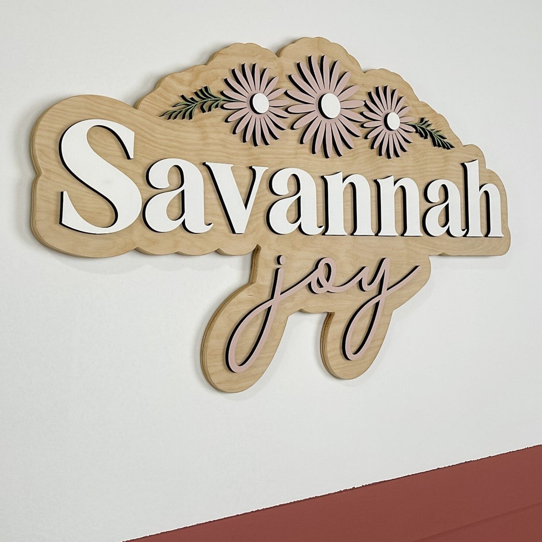 Floral Name Sign, Custom Girl Name Sign, Boho Nursery, Daisy Nursery ...