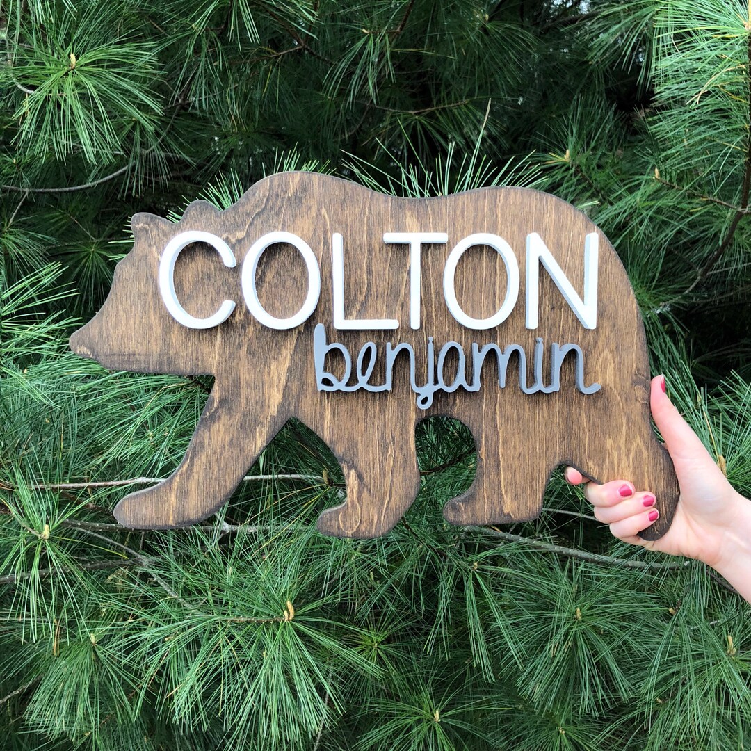 Custom Name Sign | Bear Name Sign | Baby Name Sign | Nursery Room Decor ...