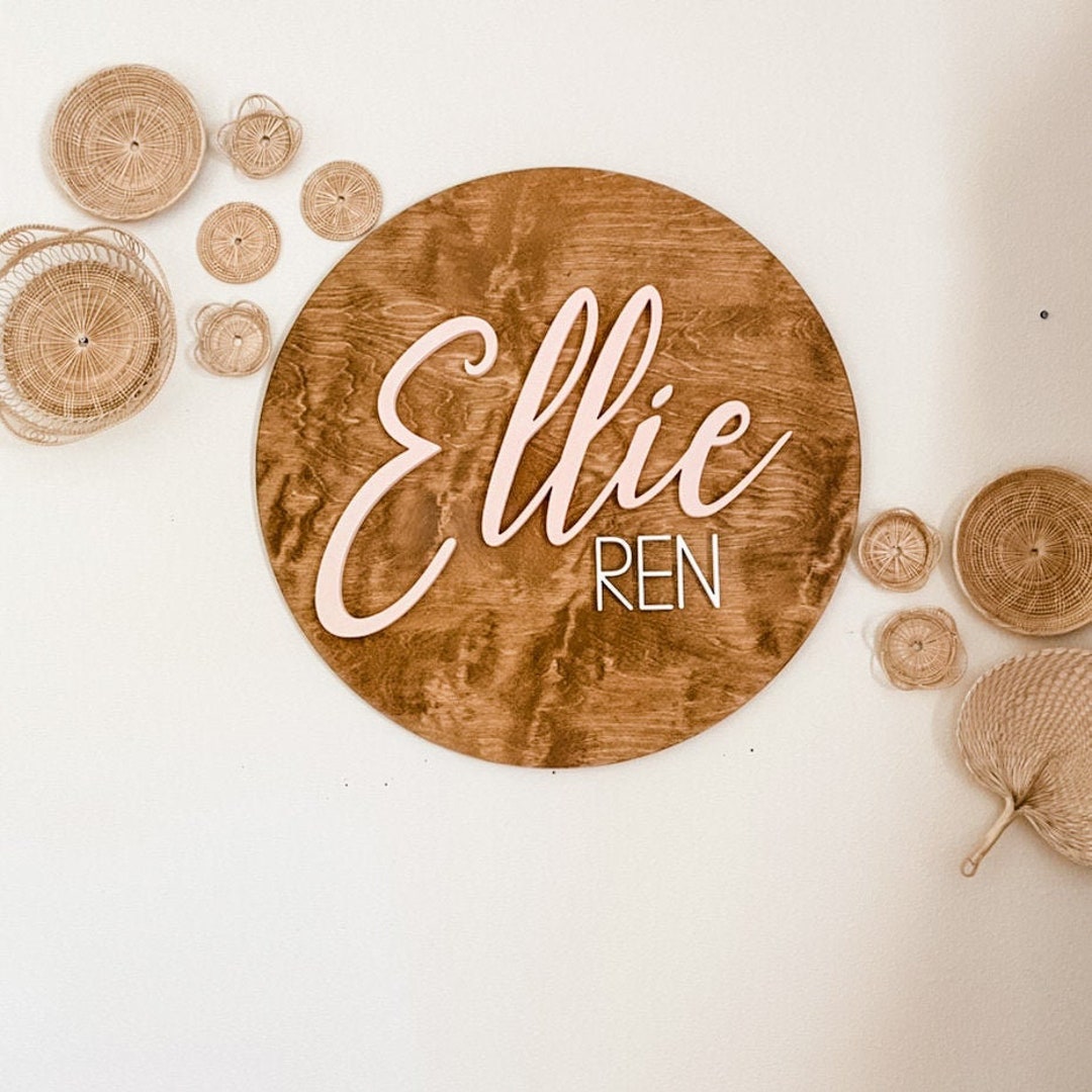 Customized Baby Name Sign, 12-36 Inch, Baby Shower, Round Plaque ...