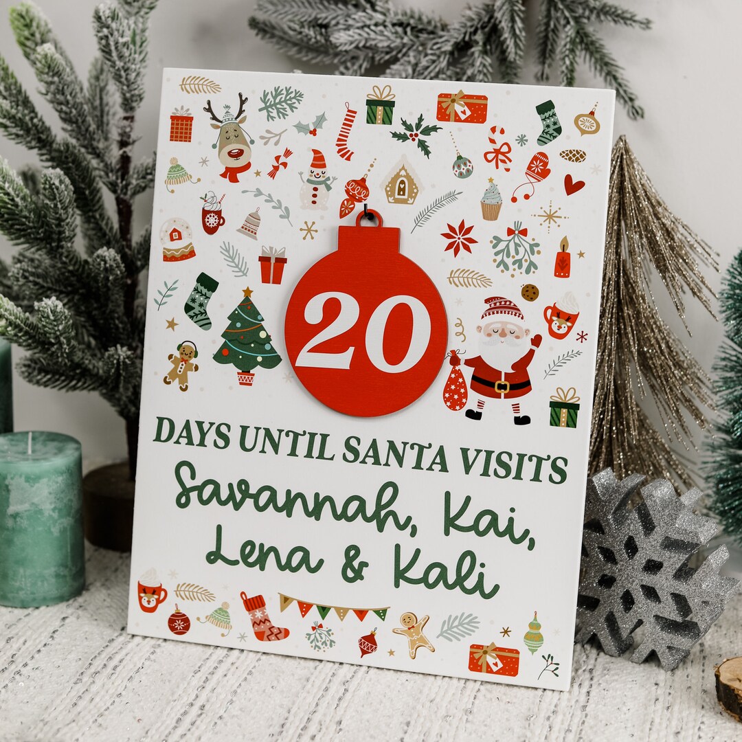 Personalized Holiday Countdown, Kids Christmas Countdown, Days Until ...