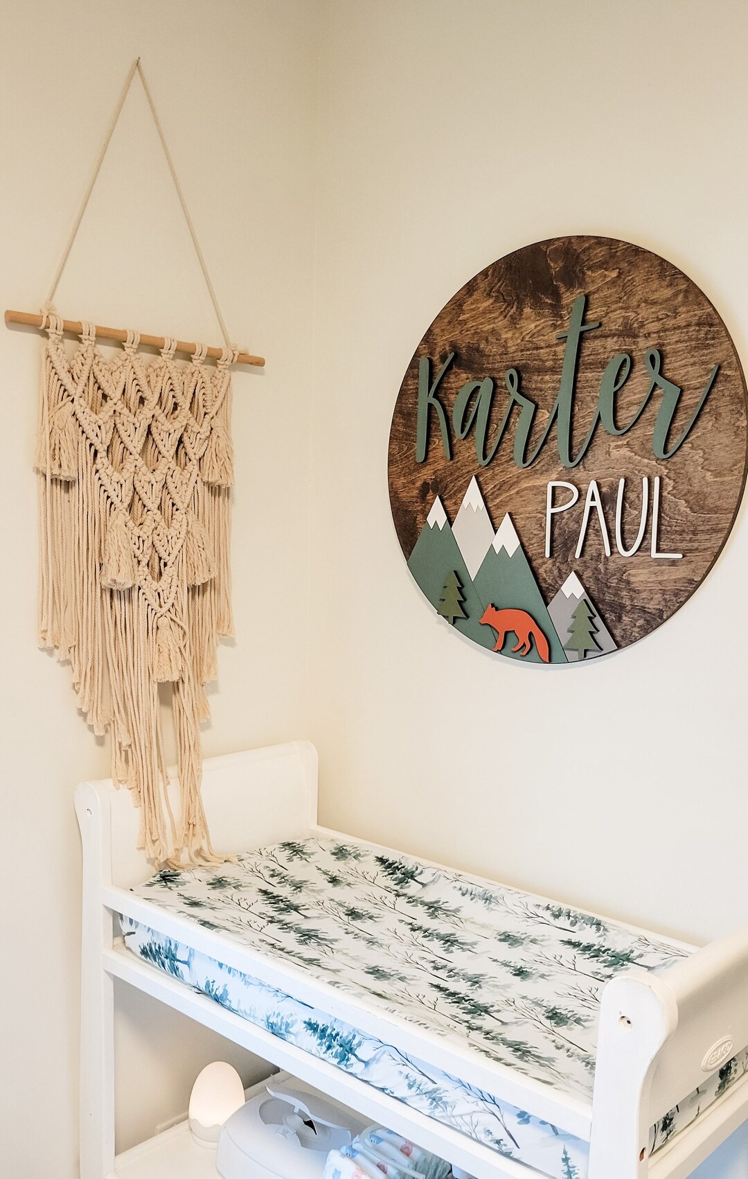 Woodland Theme Nursery Name Sign, Newborn Nursery Name Sign With ...