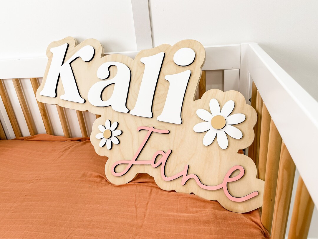 Daisy Name Sign, Nursery Name Sign, Daisy Nursery Decor, Name Sign for ...