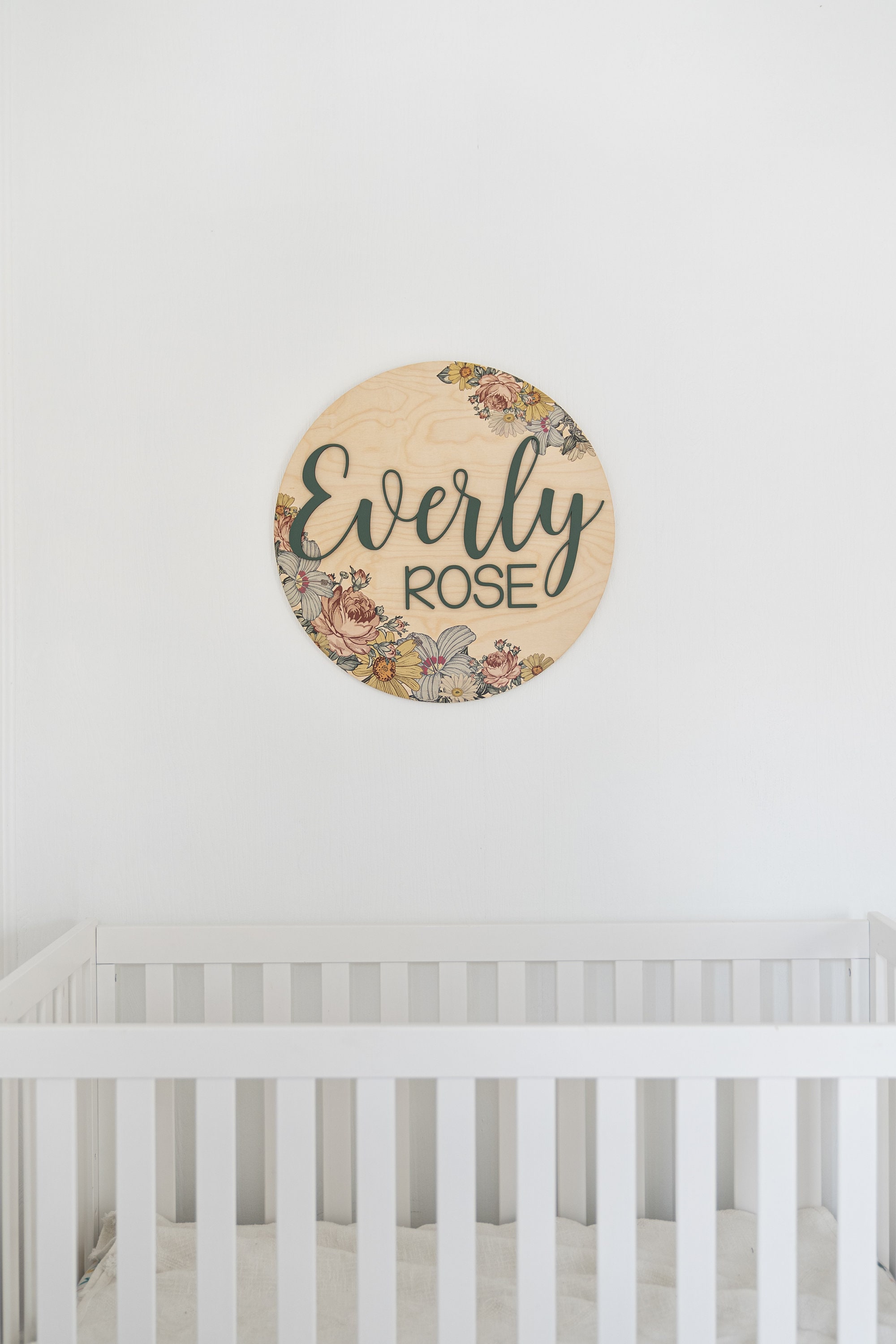 Round 3D Nursery Name Sign Boho Floral Pattern 18-36 Inch - Etsy