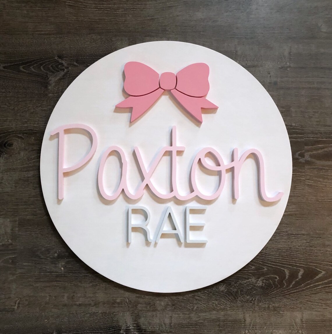 Custom Name Bow Theme Sign Baby Name Sign Pink Bow | Etsy