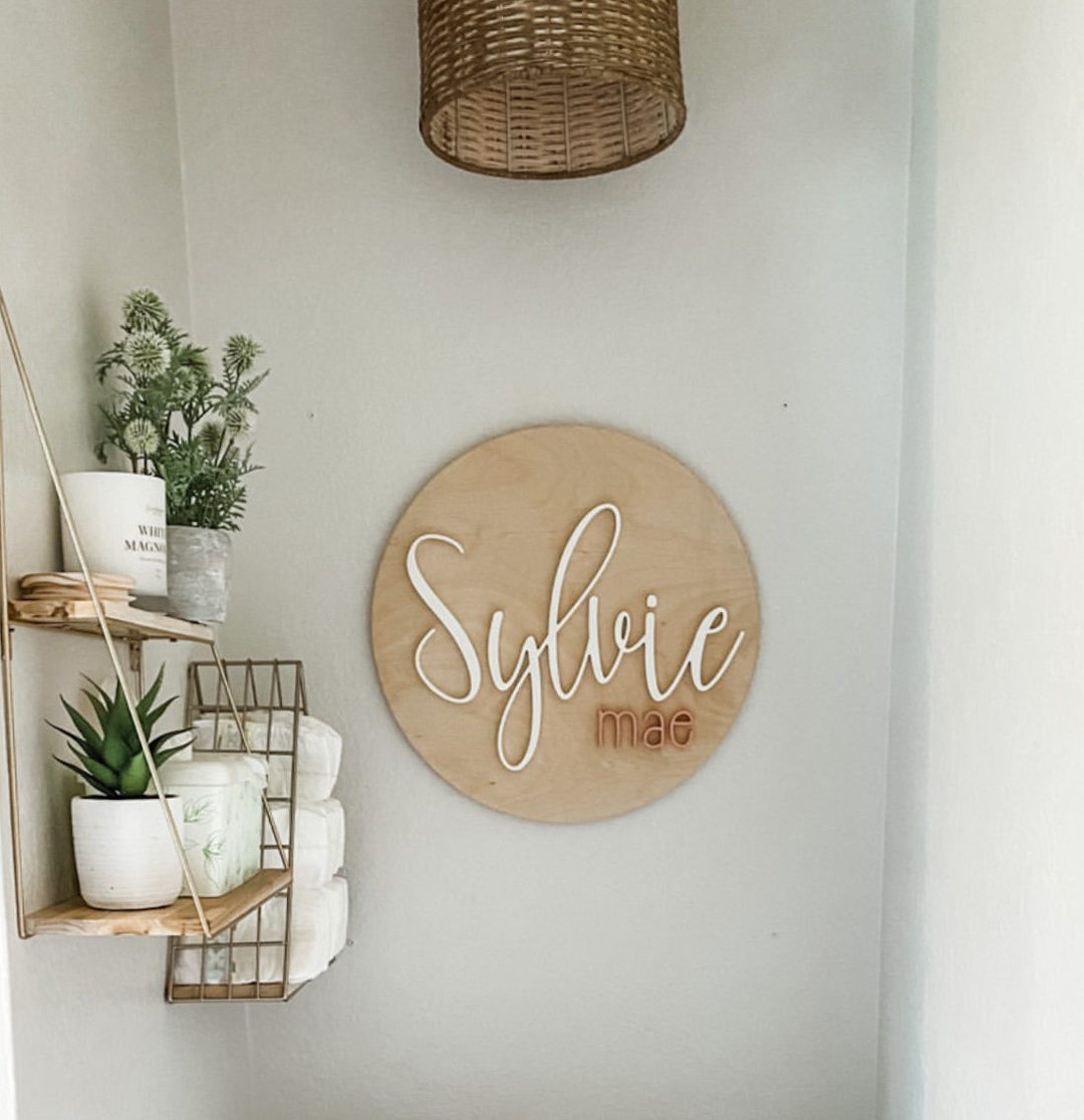 Nursery Name Sign, Baby Shower, Personalized Round Plaque, Customized ...