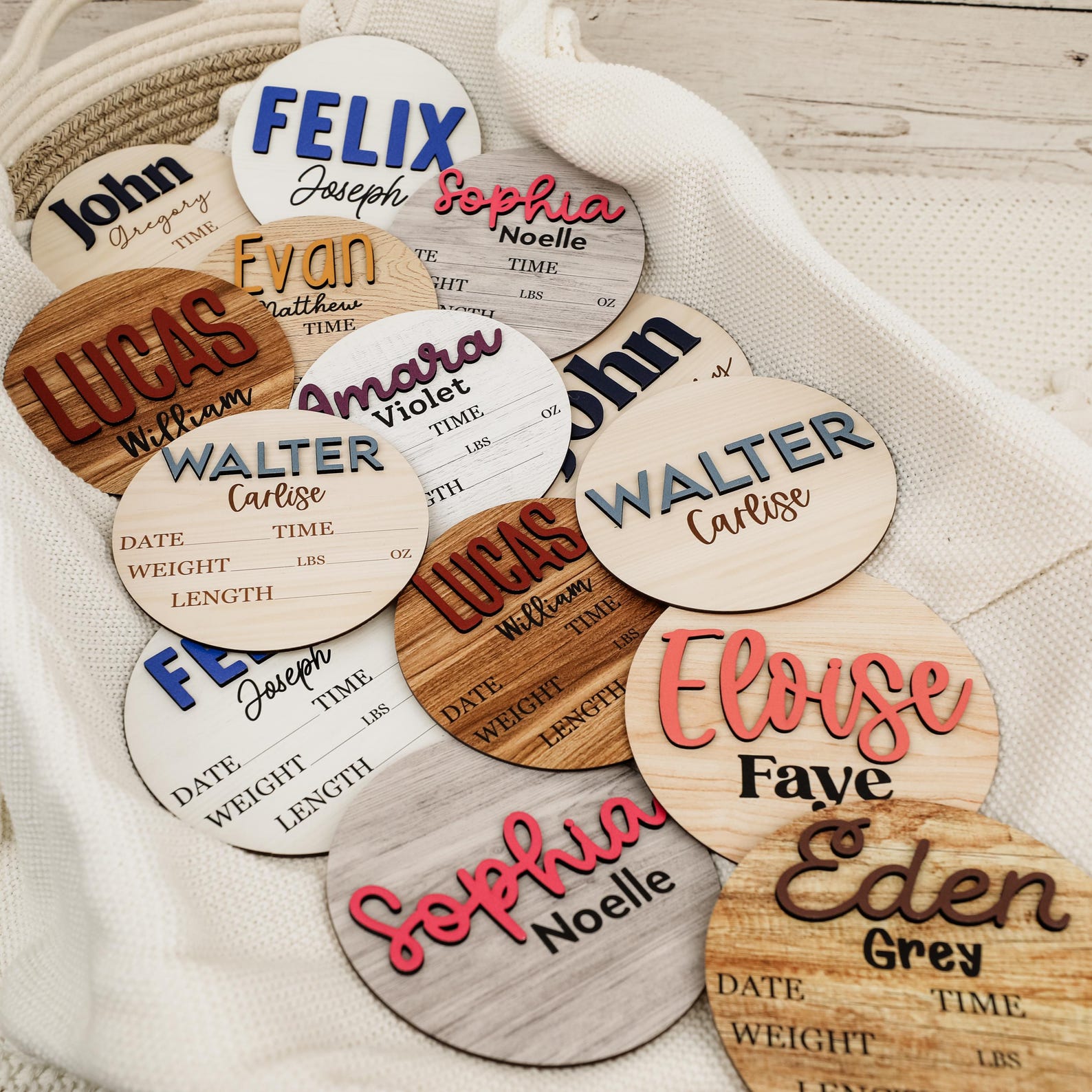 Newborn Arrival Announcement Signs, Baby Name Reveal, Baby Birth Stat ...