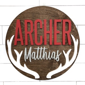 Custom Name | Antler Sign | Baby Name Sign | Nursery Room Decor | Wood ...