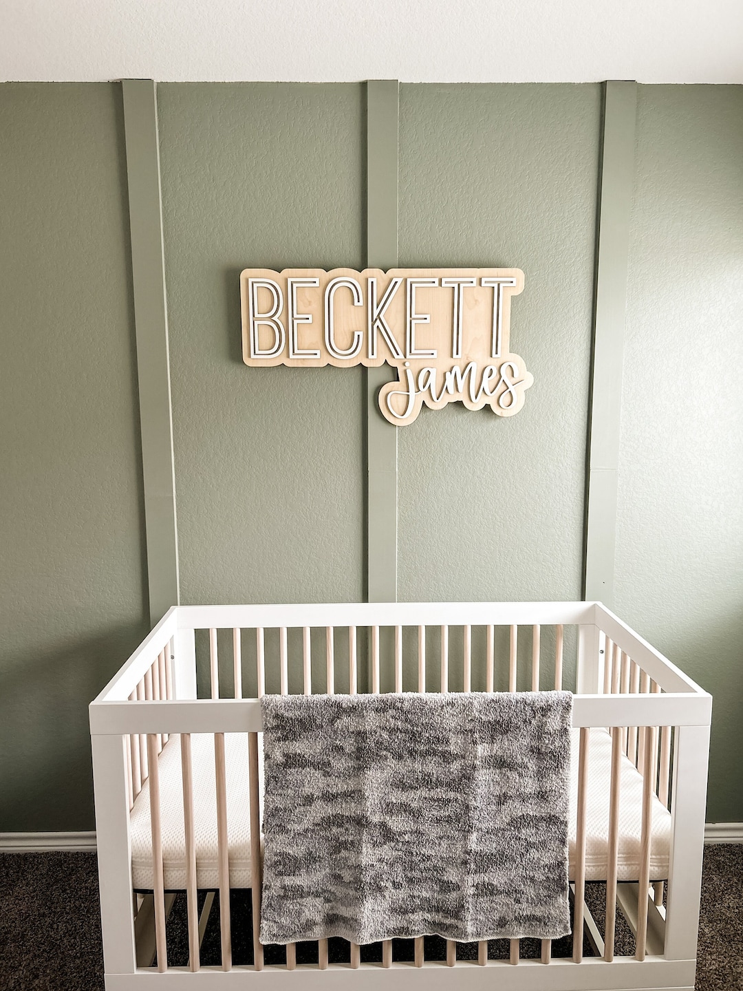 Outline Name Sign, Wooden Name Sign, Large Wood Name Sign, Nursery Wall ...