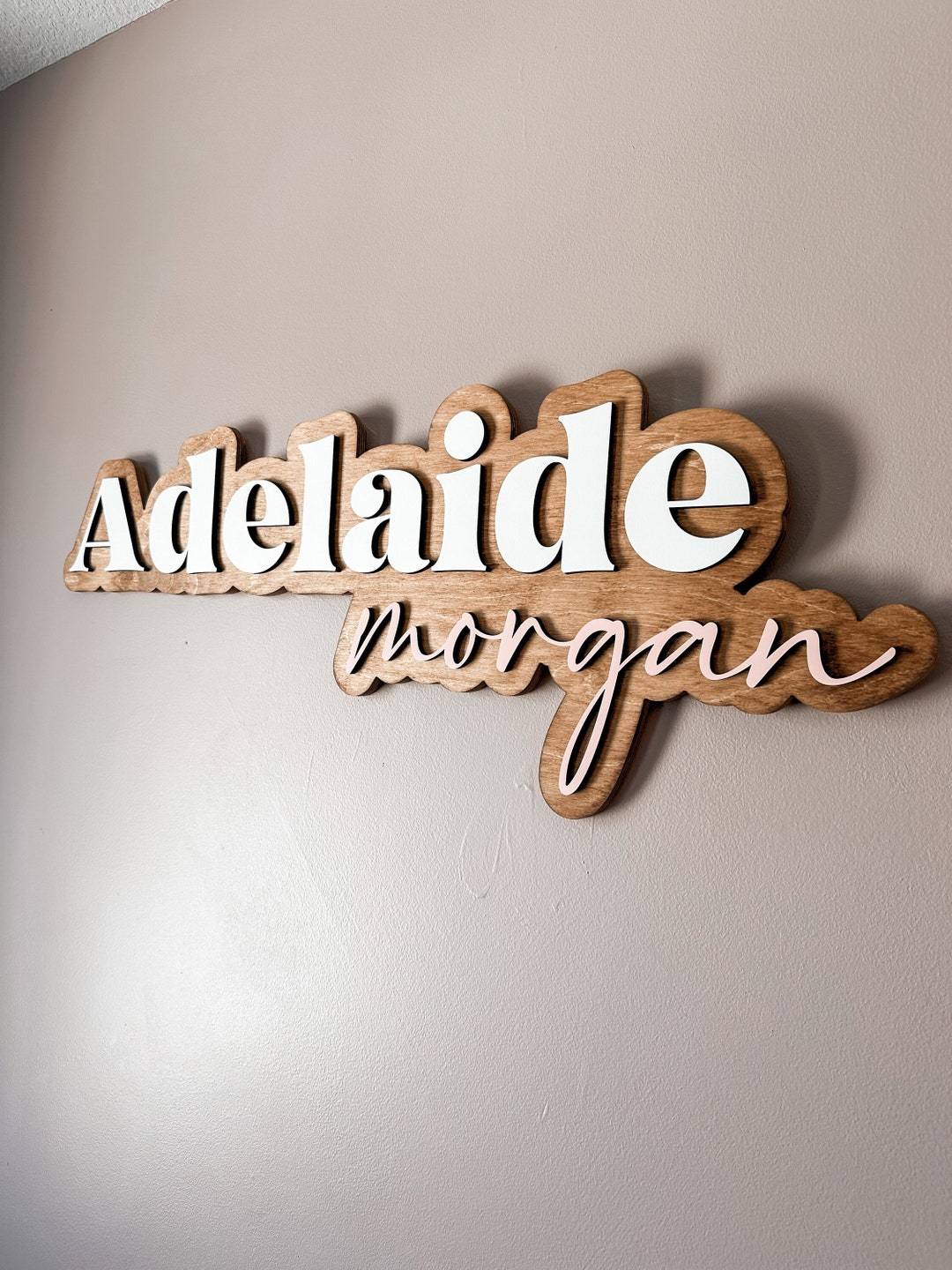 Personalized 3D Nursery Baby Name Sign, Custom Wood Name Plaque ...