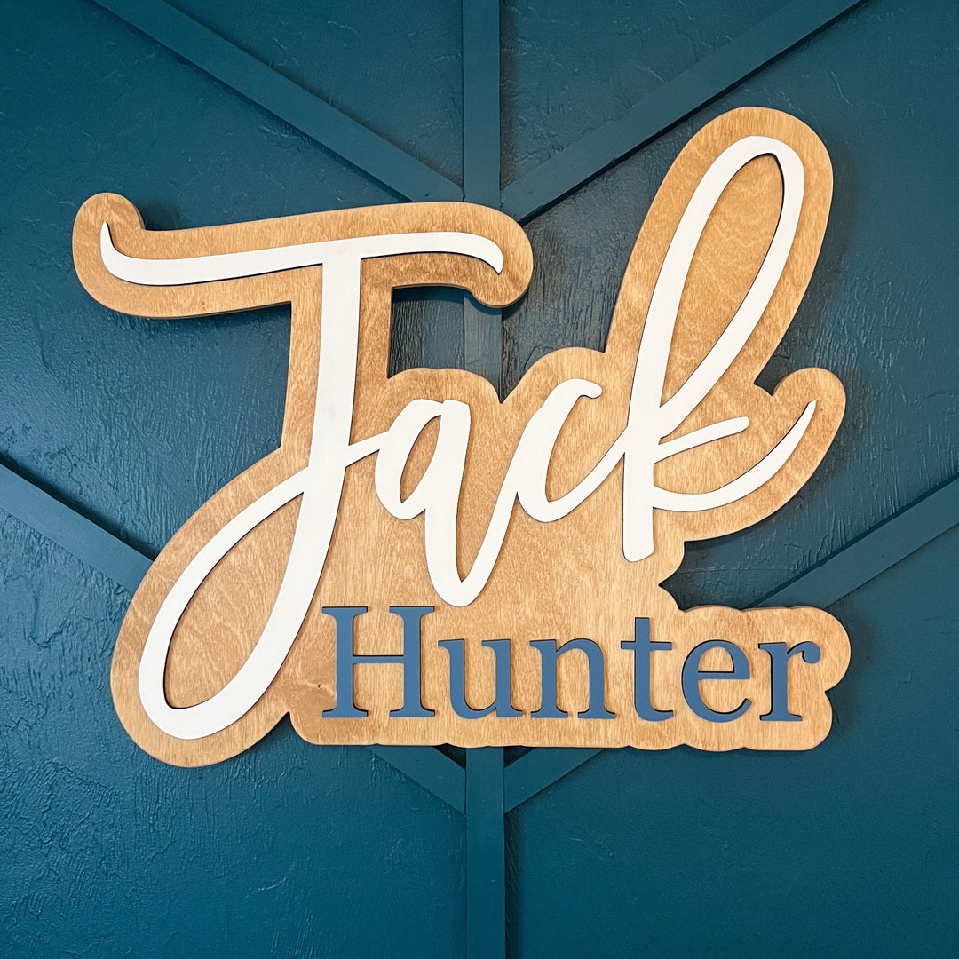 Custom Wooden Outlined Name Sign for Nursery, Large Wood Name Sign for ...