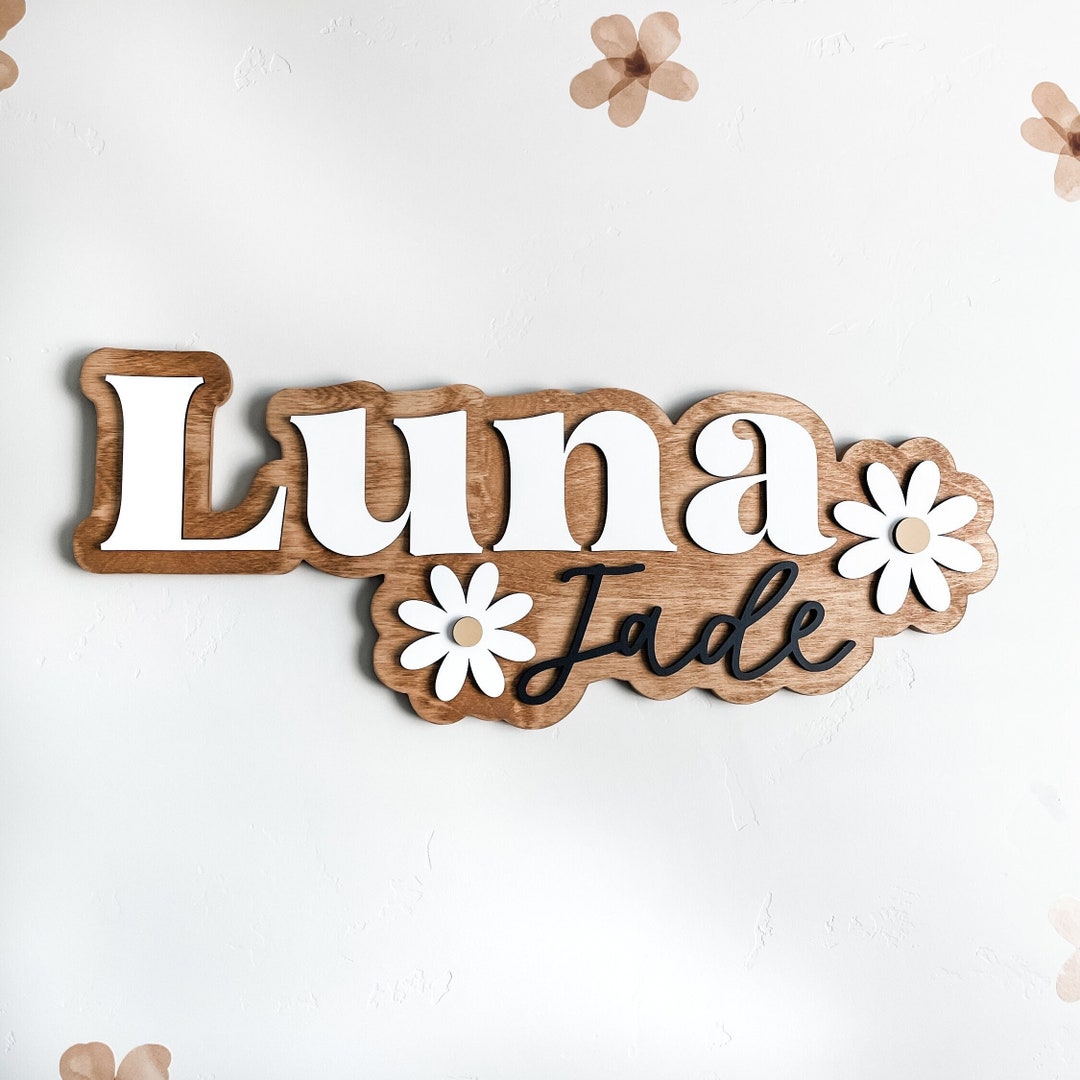 Daisy Name Sign, Nursery Name Sign, Daisy Nursery Decor, Name Sign for ...