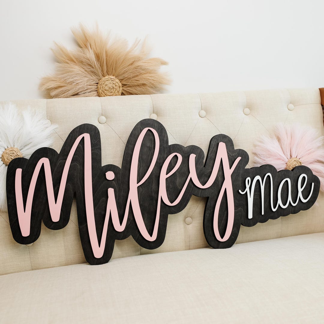 Baby Name Sign, Wood 3D Name Sign, Nursery Wall Decor, Personalized ...
