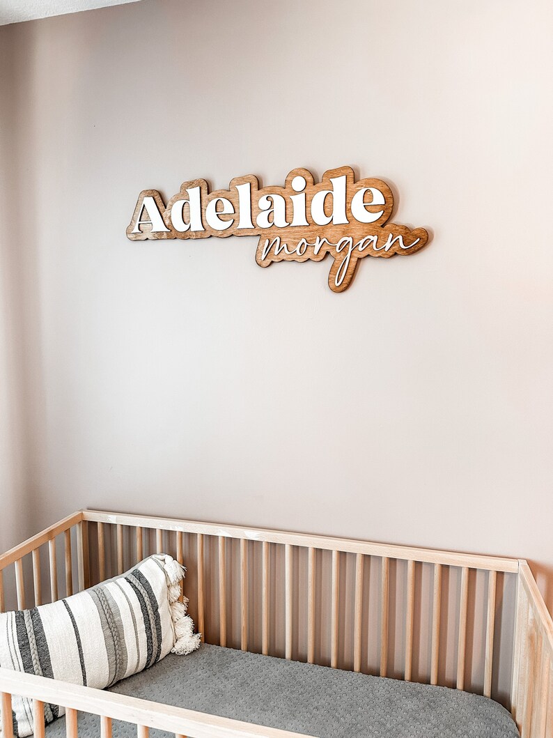 Personalized 3D Nursery Baby Name Sign, Custom Wood Name Plaque ...