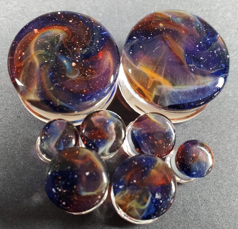Spacey Nebula Glass Plugs 1 Pair Double Flare - Etsy