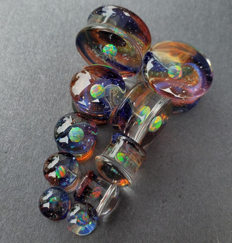 Spacey Nebula Glass Plugs 1 Pair Double Flare - Etsy