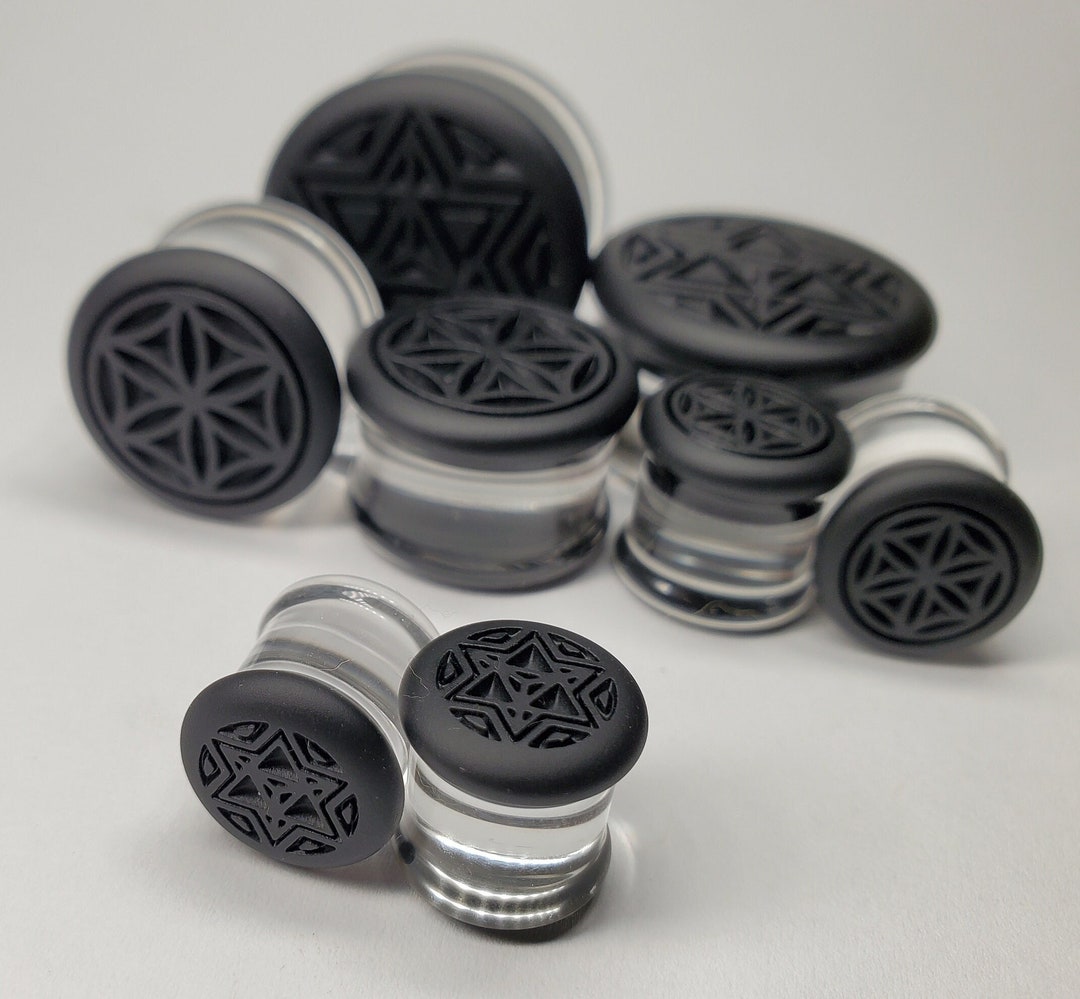 Black Deep Carved Plugs/guages, 1 Pair, Double Flare - Etsy