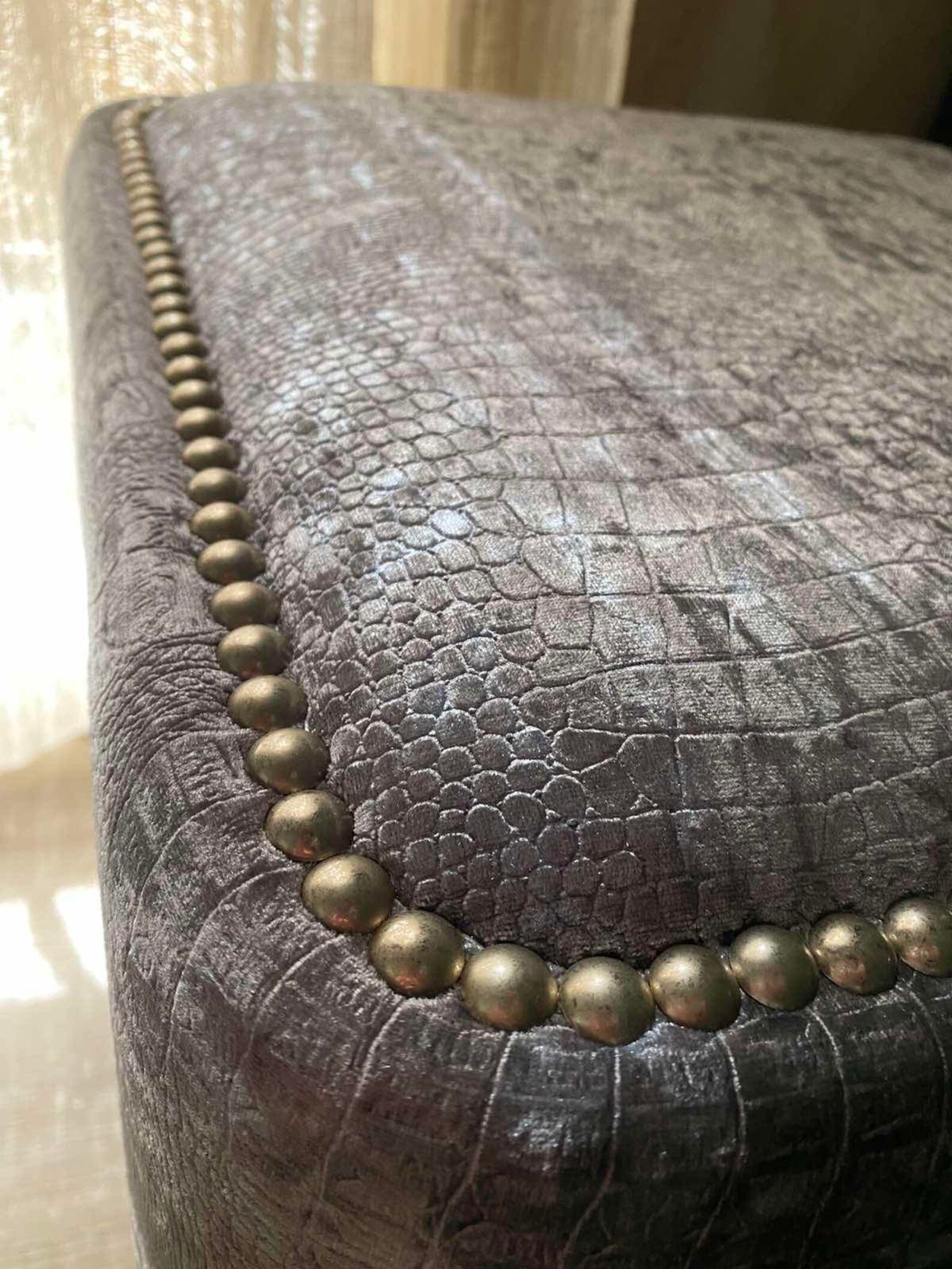 Set of Two Custom Made Ottomans Unique Accent Gray Crocodile - Etsy Canada