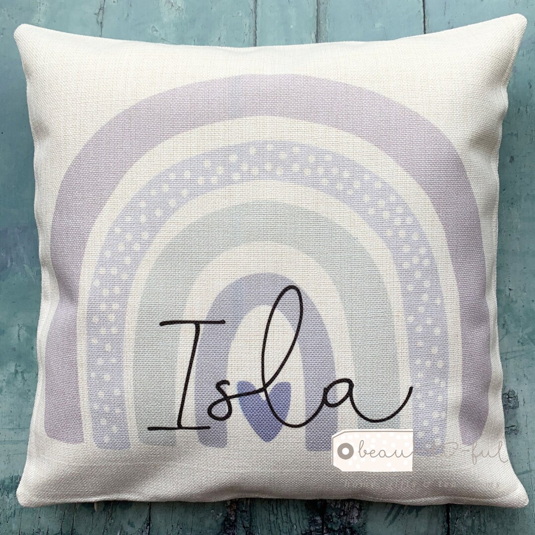 Personalised Name ... Pastel Lilacs Rainbow Design Home Quote Linen ...