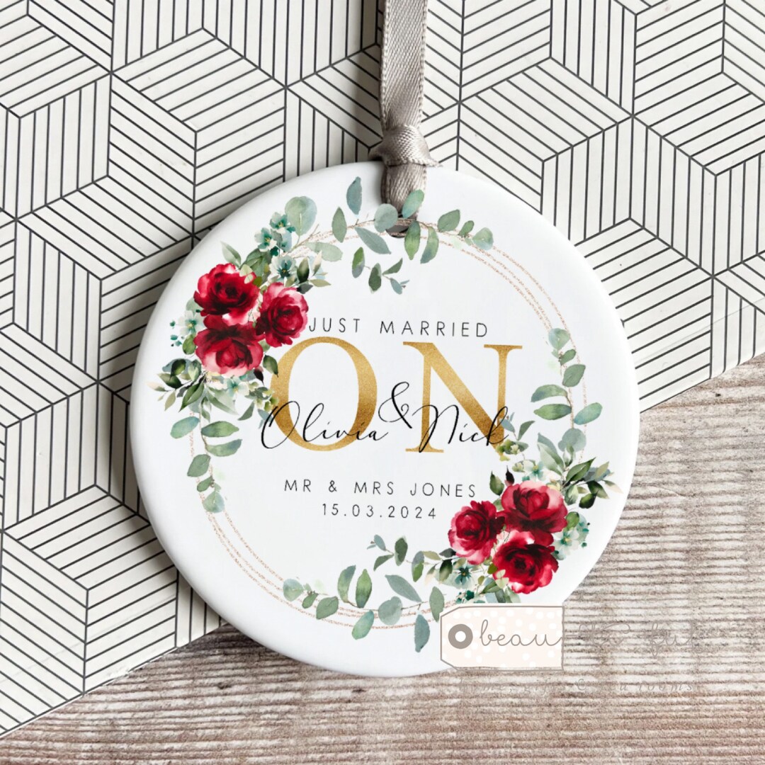 Personalised Just Married Names Mr & Mrs Bride Groom Wedding Gift ...