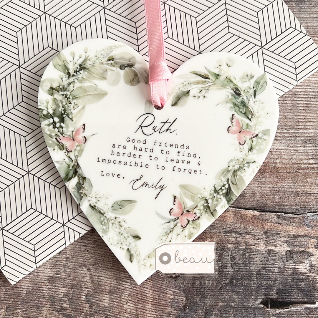 Personalised Friend Gift Good Friends Are Hard to Find Botanical Heart ...