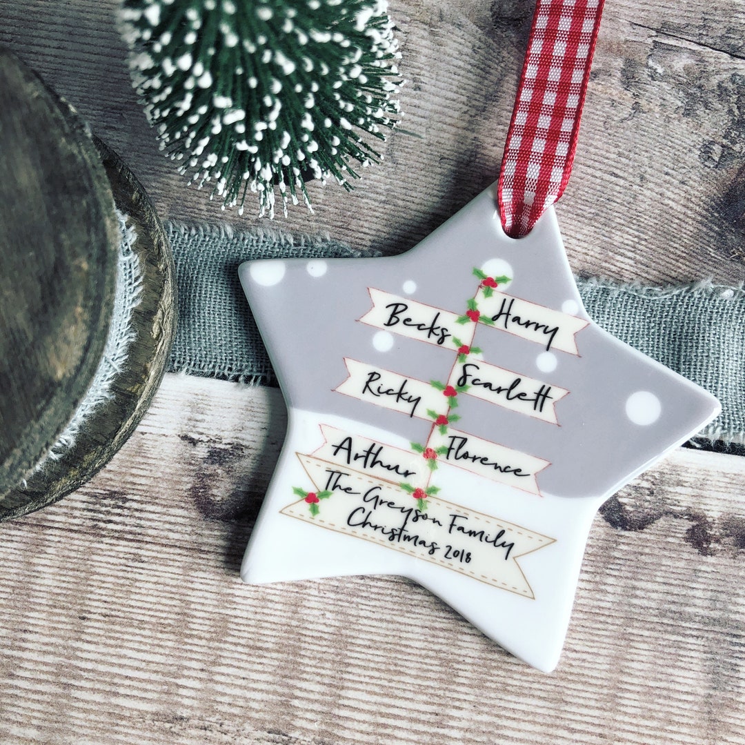 Personalised Family Christmas Gift Signpost ....ceramic or Acrylic Star ...