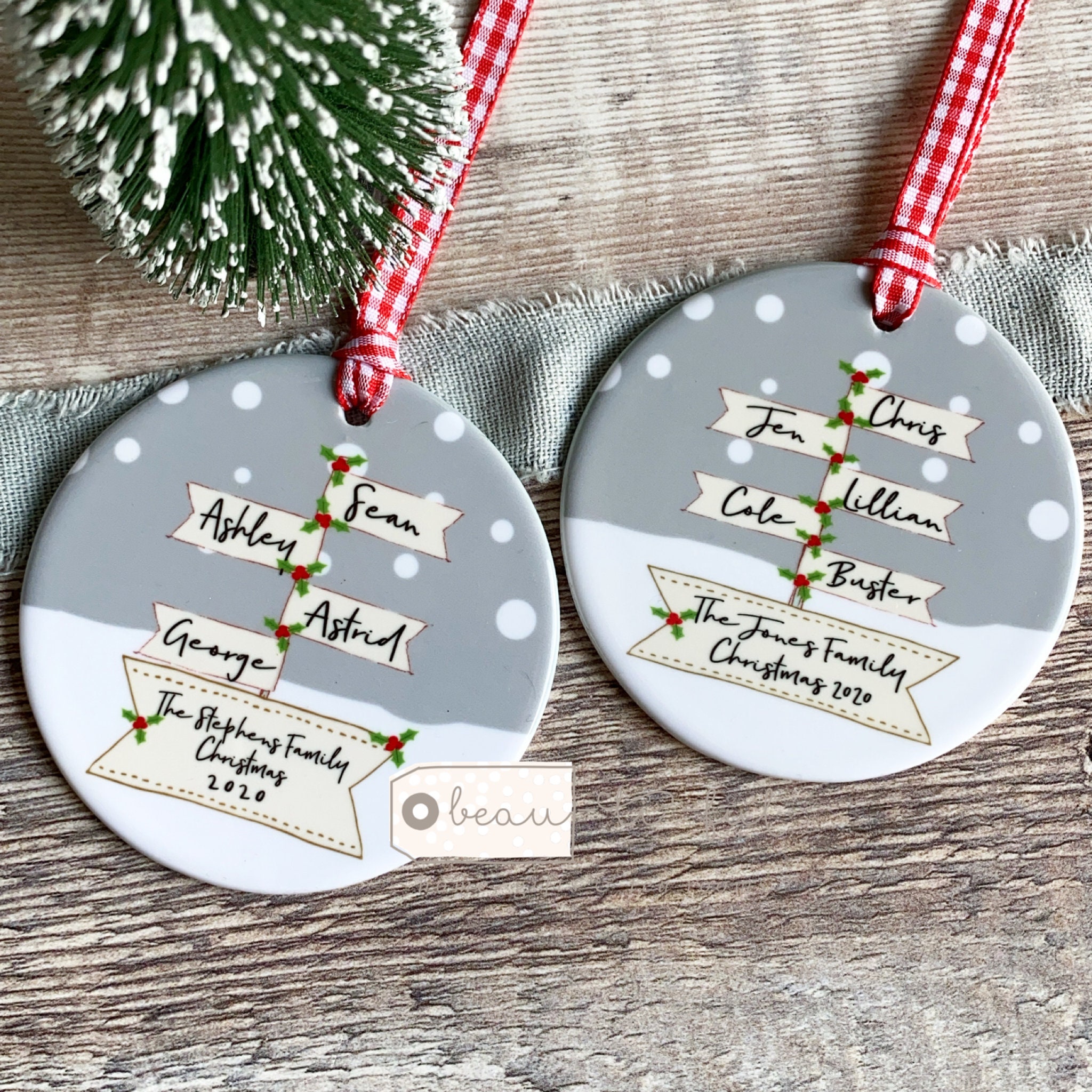 Personalised Family Christmas Signpost ....Ceramic Round... | Etsy