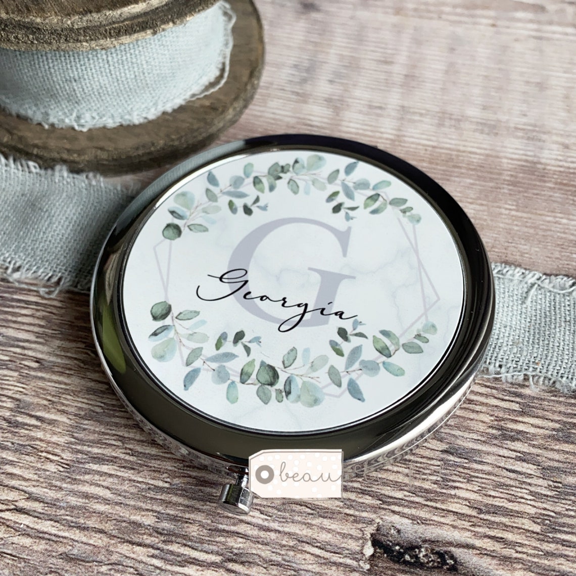 Personalised Initial and Name Geometric Greenery Round Rose - Etsy