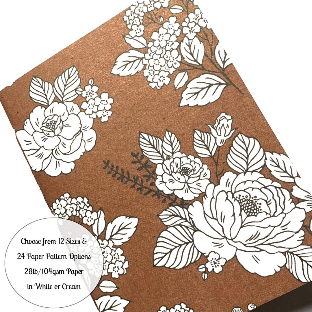 Autumn Notebook With Roses, Choose From 12 Sizes and 24 Paper Pattern ...
