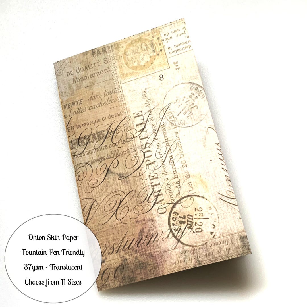 Onion Skin Paper Notebook: Vintage Script Cover, Fountain Pen Friendly ...