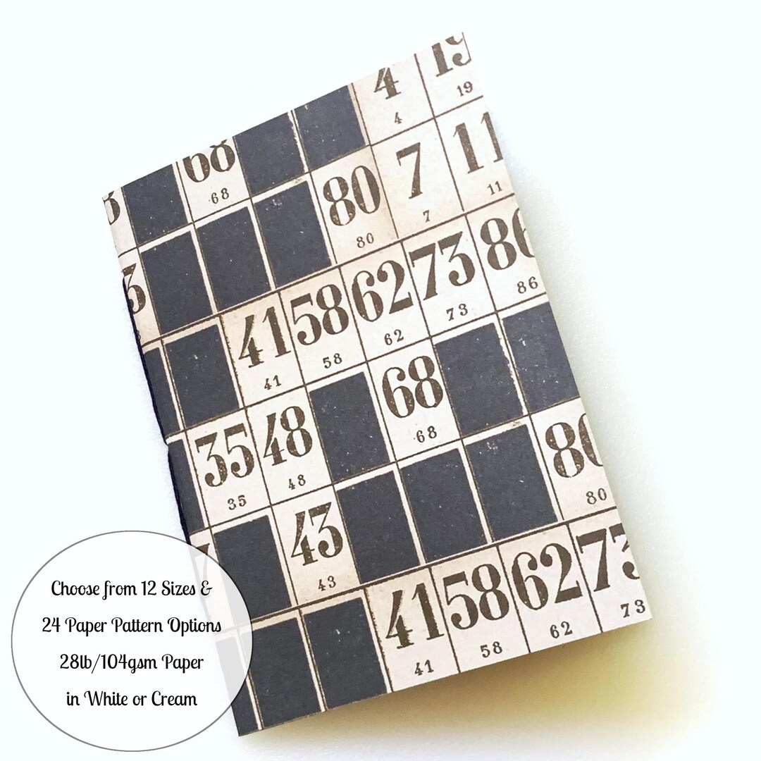 Vintage Style Notebook in 12 Sizes and 24 Paper Pattern Options ...