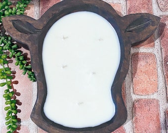 Mixed Pack-mini Cow Head Dough Bowl-wood-rustic-8 X 7 X 2 Inches ...