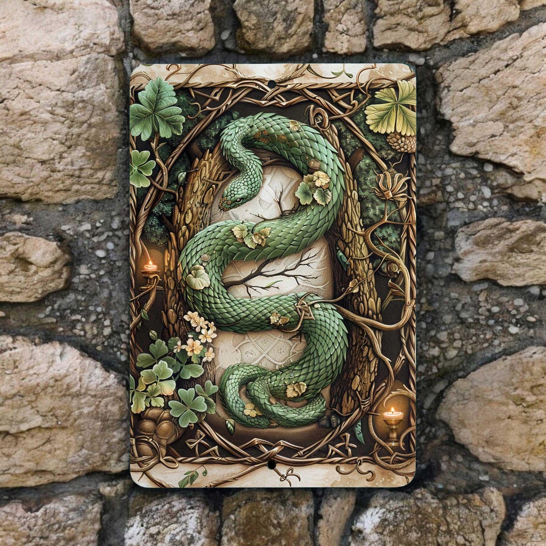 Green Snake Wall Sign - 8x12 Inch Aluminum Wall Decor With Celtic ...