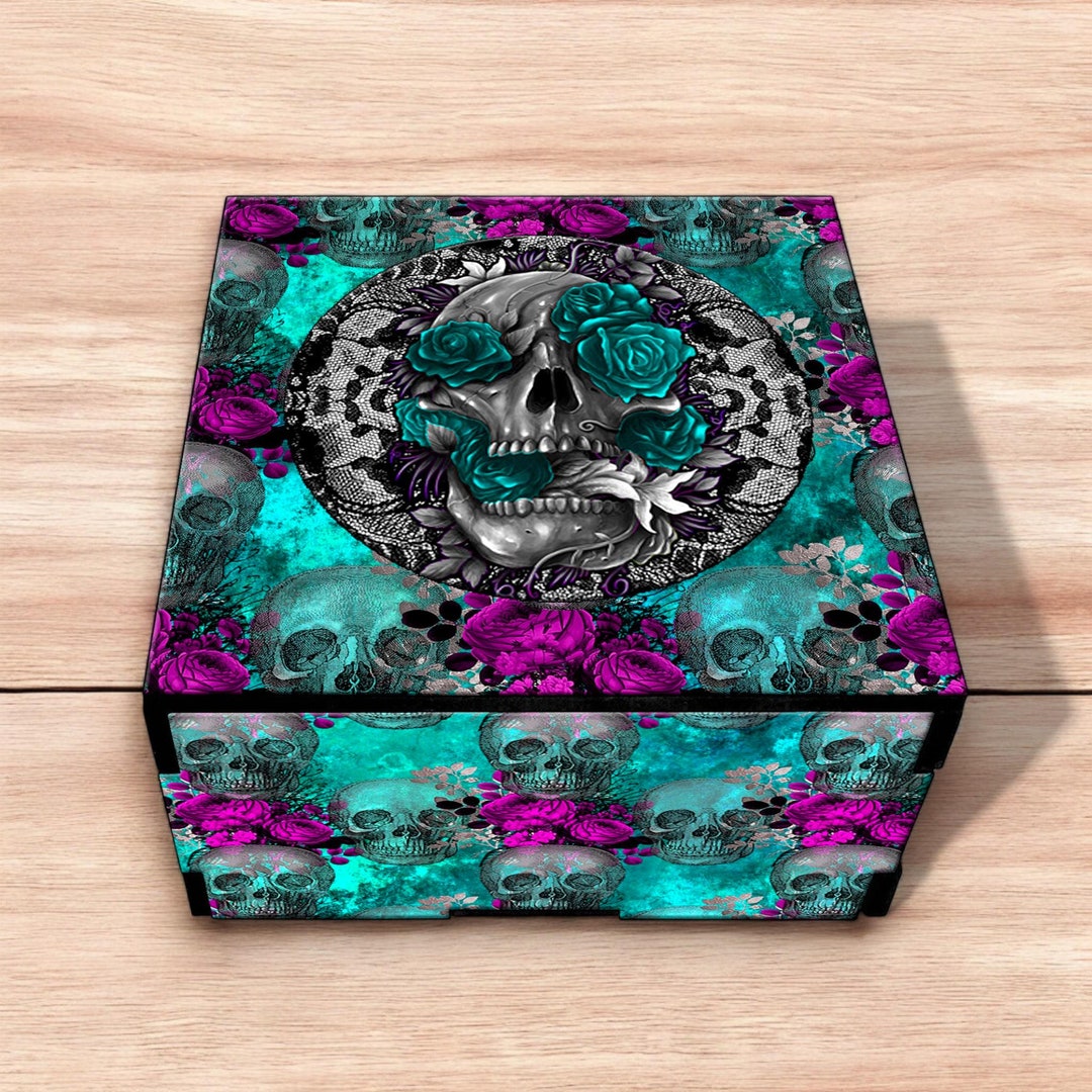 Skull and Roses Decorative Gift Box Gothic Storage for Jewelry ...