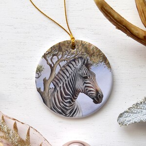 Zebra Porcelain Christmas Tree Ornament, African Wildlife, Wild Safari ...