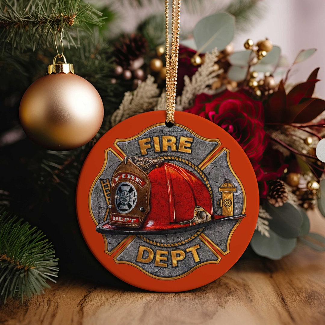 Porcelain Fire Department Christmas Tree Keepsake Ornaments - Etsy