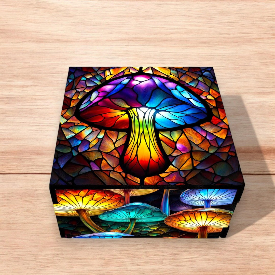 Mushroom Decorative Stash Box - Hardboard Wood Gift Boxes - Keepsake ...